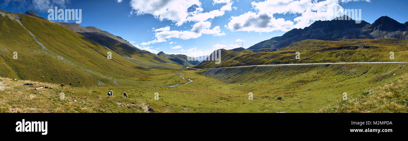 Driving the Albulapass in Switzerland, panorama Stock Photo - Alamy