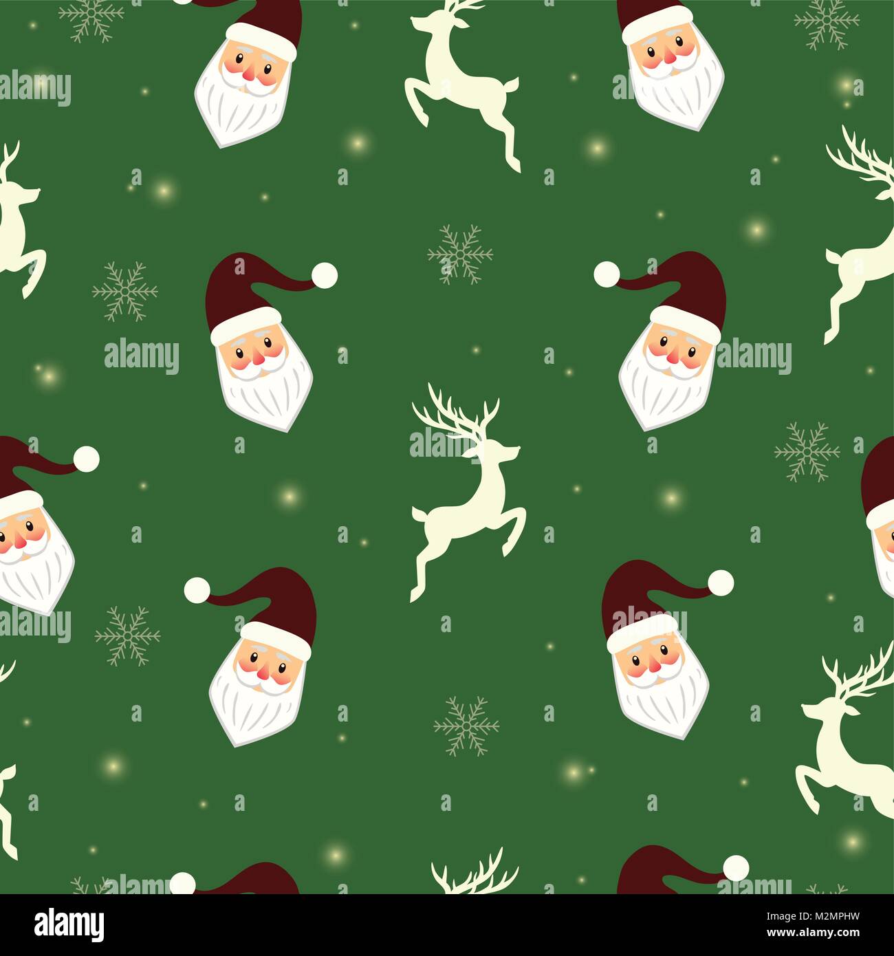 Vector illustration of Christmas pattern with Santa, white reindeer and ...