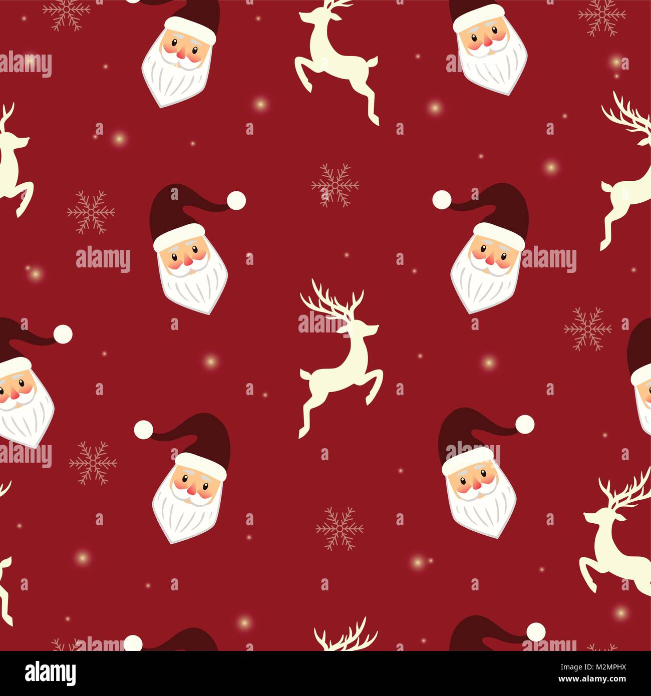 Vector illustration of Christmas pattern with Santa, white reindeer and ...