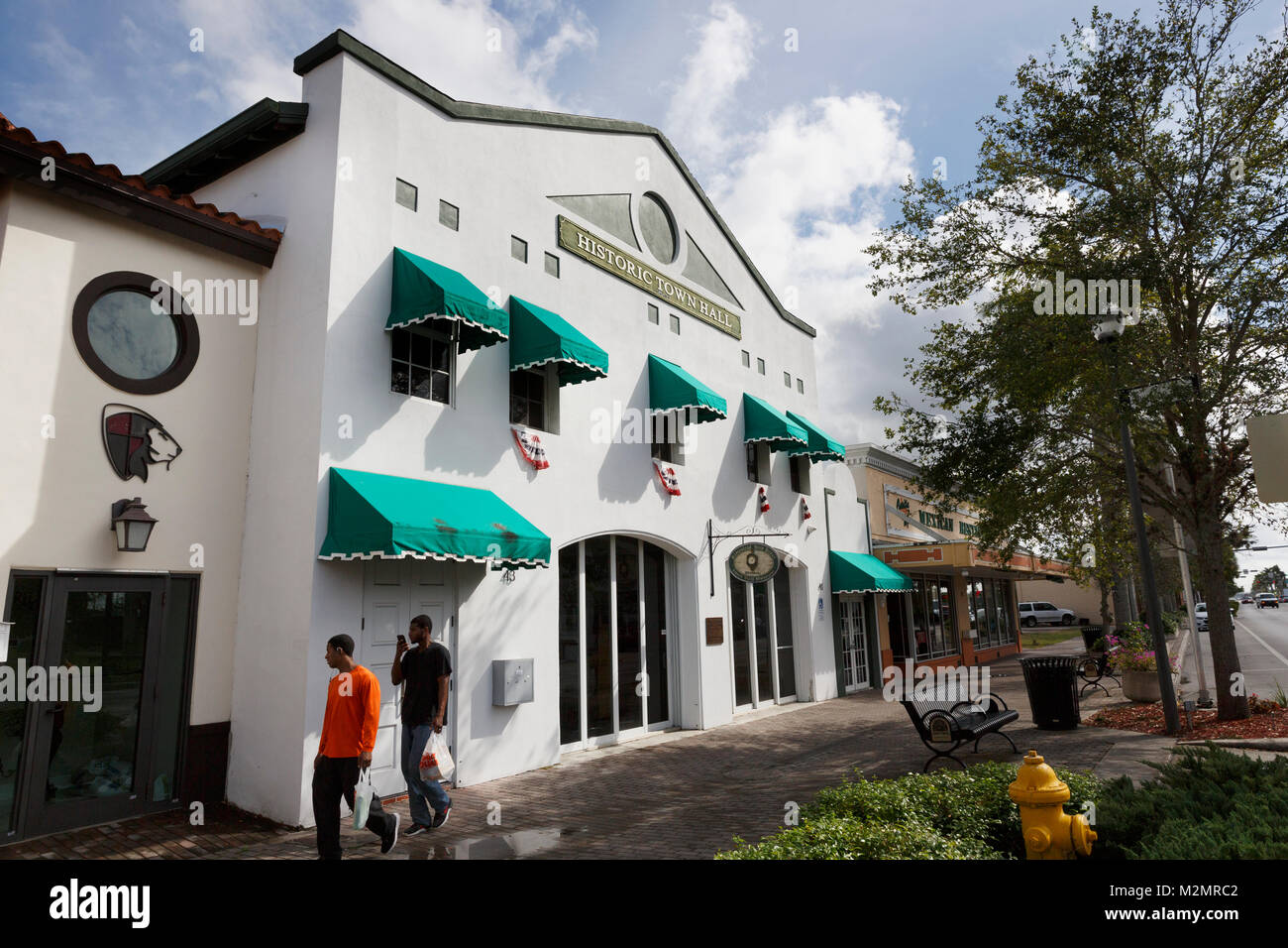 Downtown city center street sidewalk scene, Homestead, Florida Stock ...