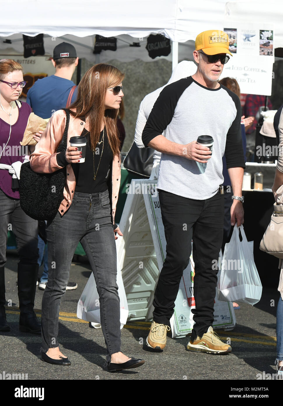 Selma Blair takes her son Arthur Bleick to the Farmers Market with Ron ...