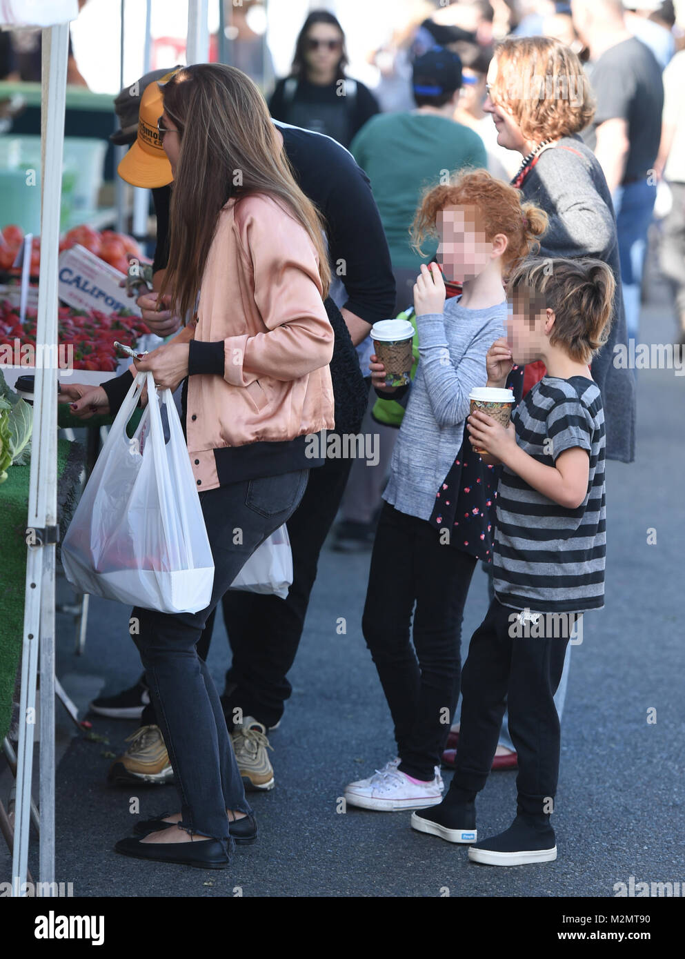 Selma Blair takes her son Arthur Bleick to the Farmers Market with Ron ...