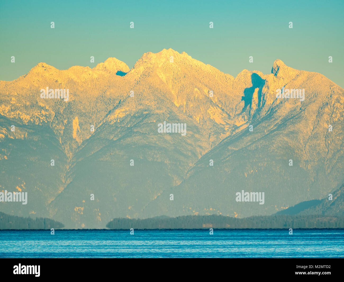 Strait of Georgia and coastal mountains off Vancouver Island Stock ...