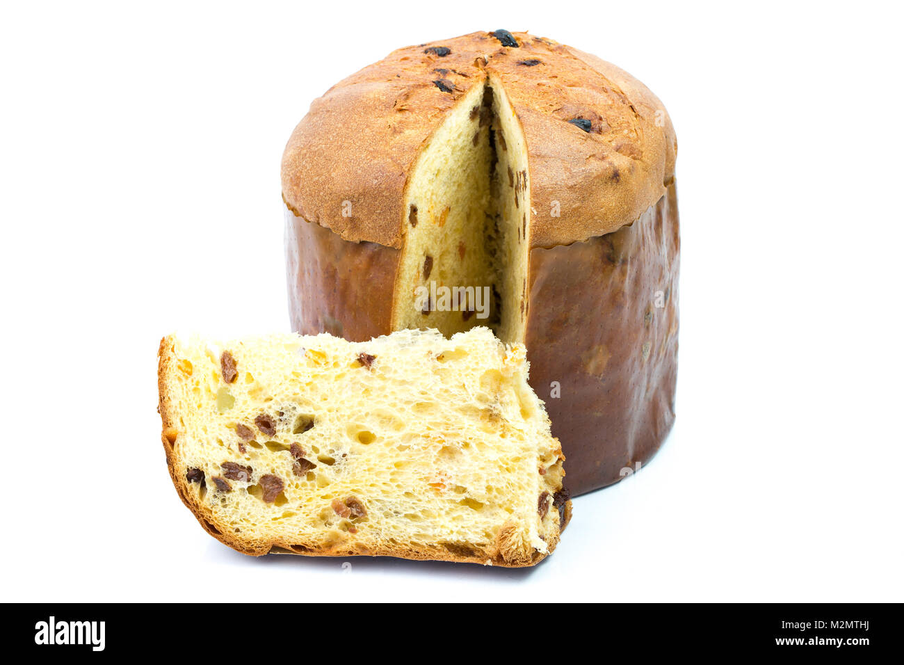 Classic panettone with dried fruit ,traditional Italian Christmas cake ...