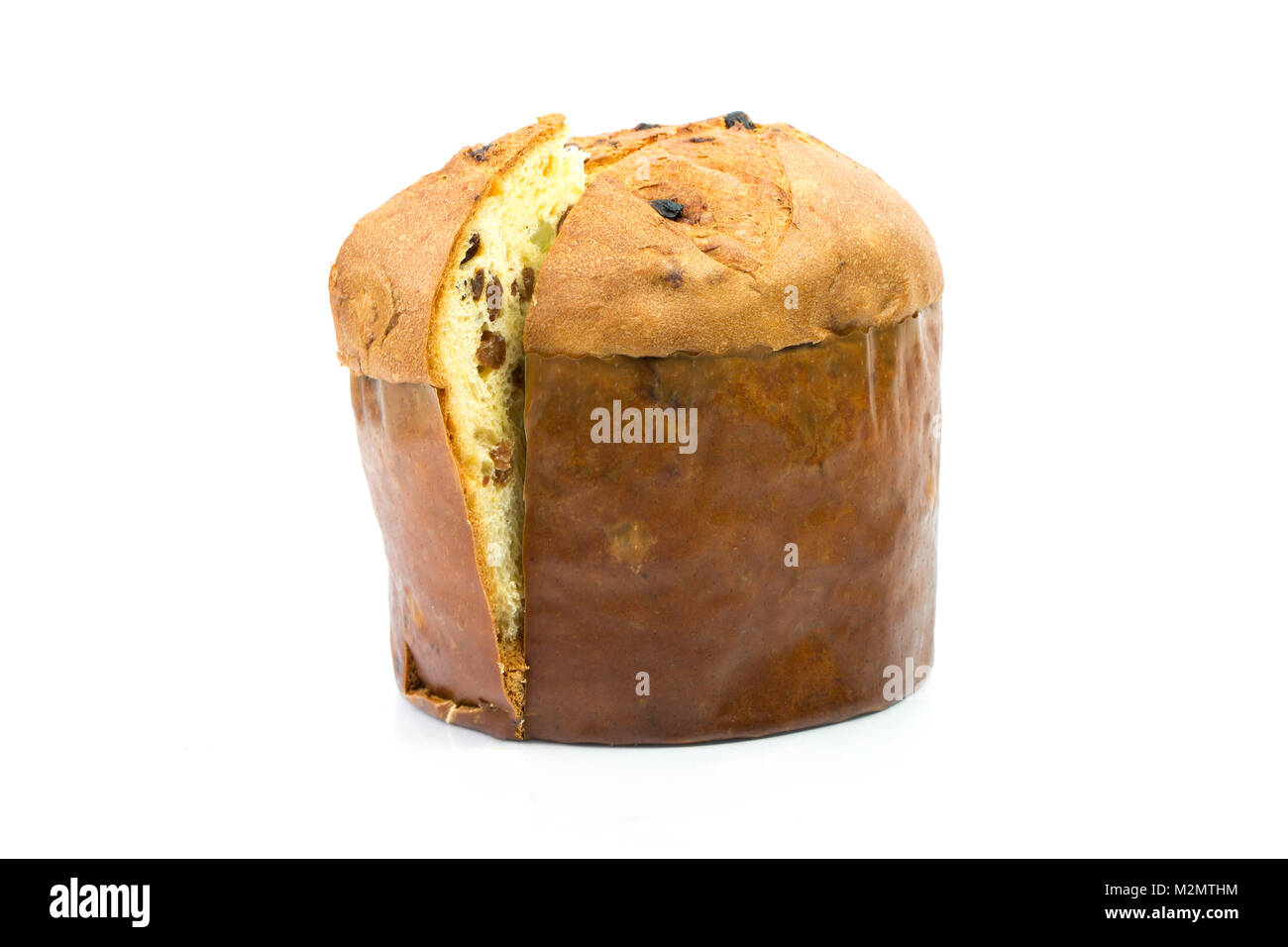 Classic panettone with dried fruit ,traditional Italian Christmas cake ...