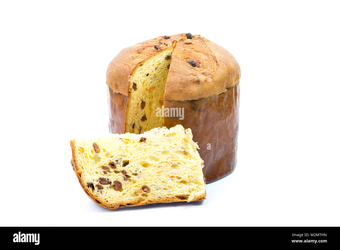 Classic panettone with dried fruit ,traditional Italian Christmas cake ...