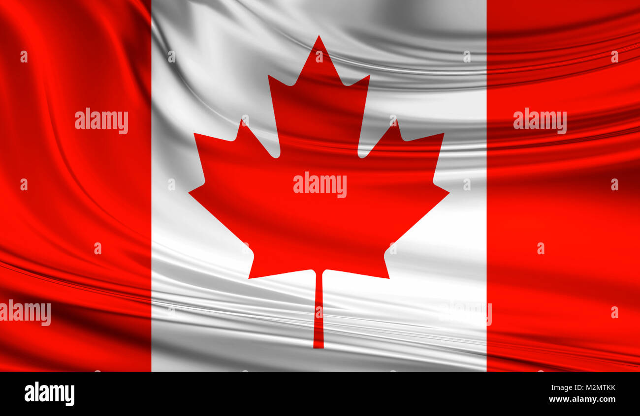 National waving flag of Canada on a silk drape Stock Photo - Alamy