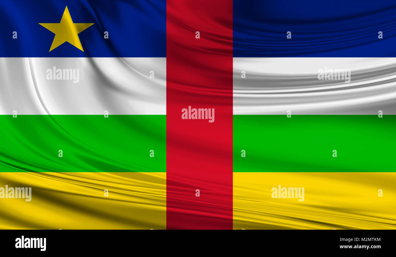 National waving flag of Central Africa Republic on a silk drape Stock ...