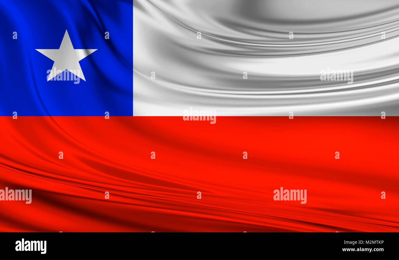 National waving flag of Chile on a silk drape Stock Photo - Alamy