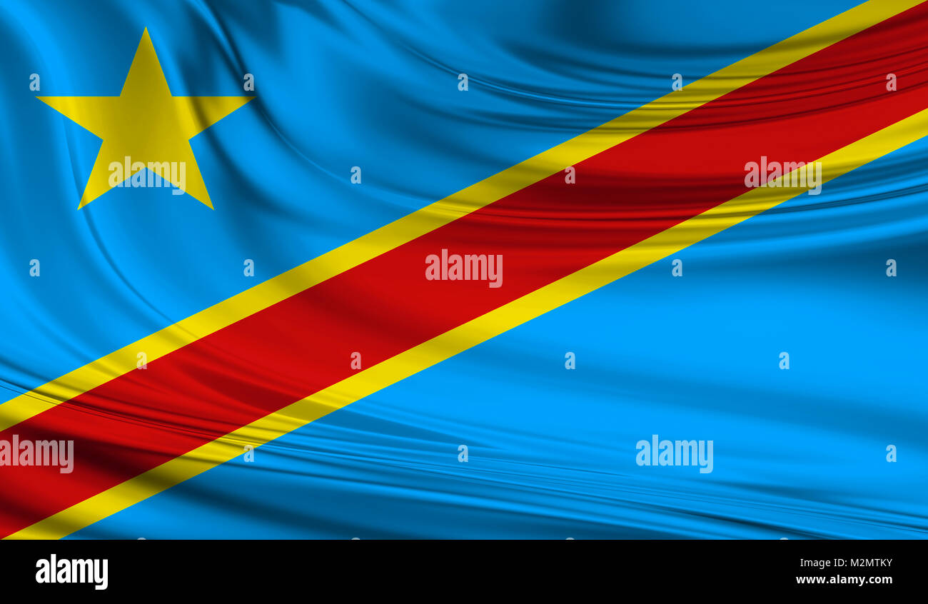 National waving flag of Congo on a silk drape Stock Photo - Alamy