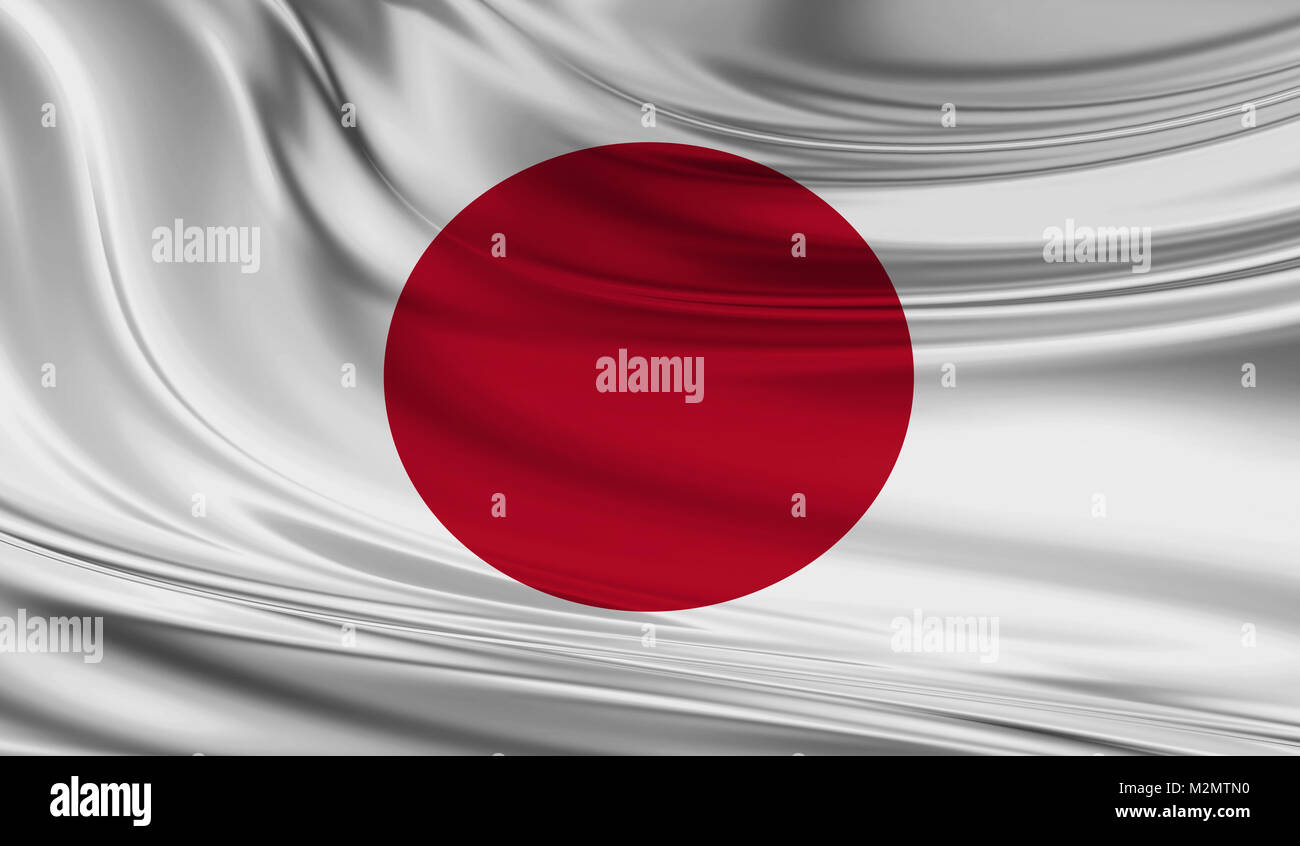 National waving flag of Japan on a silk drape Stock Photo - Alamy