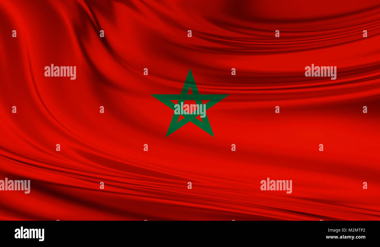 National waving flag of Morocco on a silk drape Stock Photo - Alamy