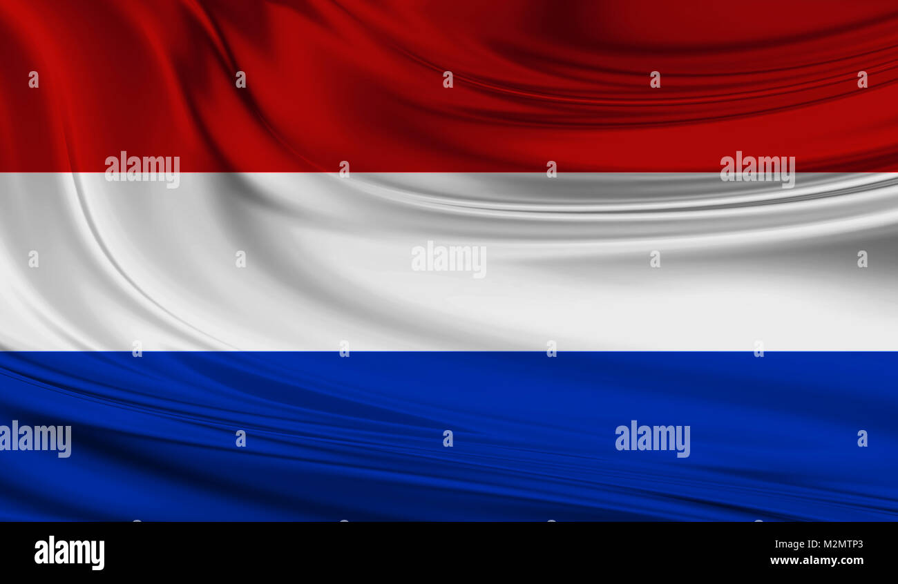 National waving flag of Netherlands on a silk drape Stock Photo - Alamy