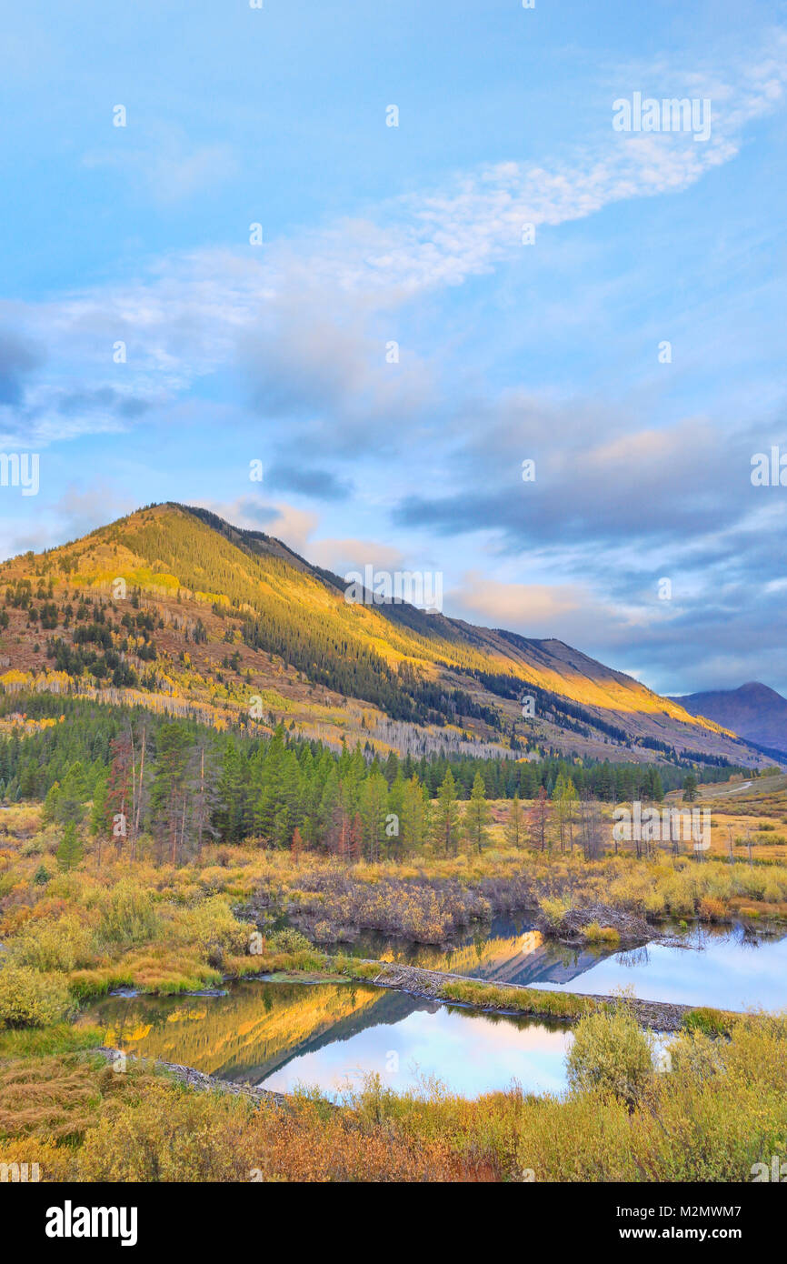 Sunrise, Beaver Ponds, Slate River Road, Crested Butte, Colorado, USA ...