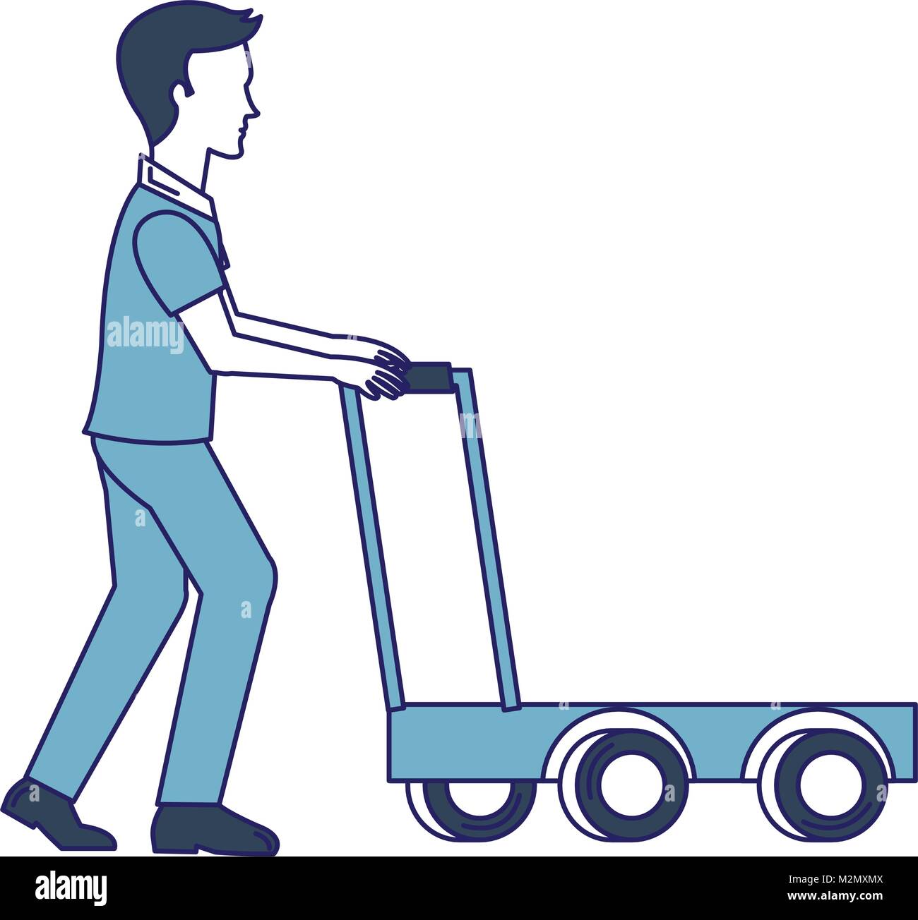delivery worker with cart avatar character Stock Vector Image & Art - Alamy