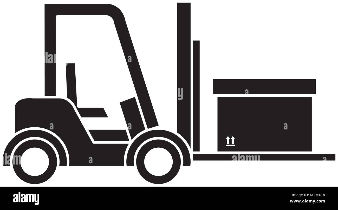 forklift vehicle with box Stock Vector Image & Art - Alamy