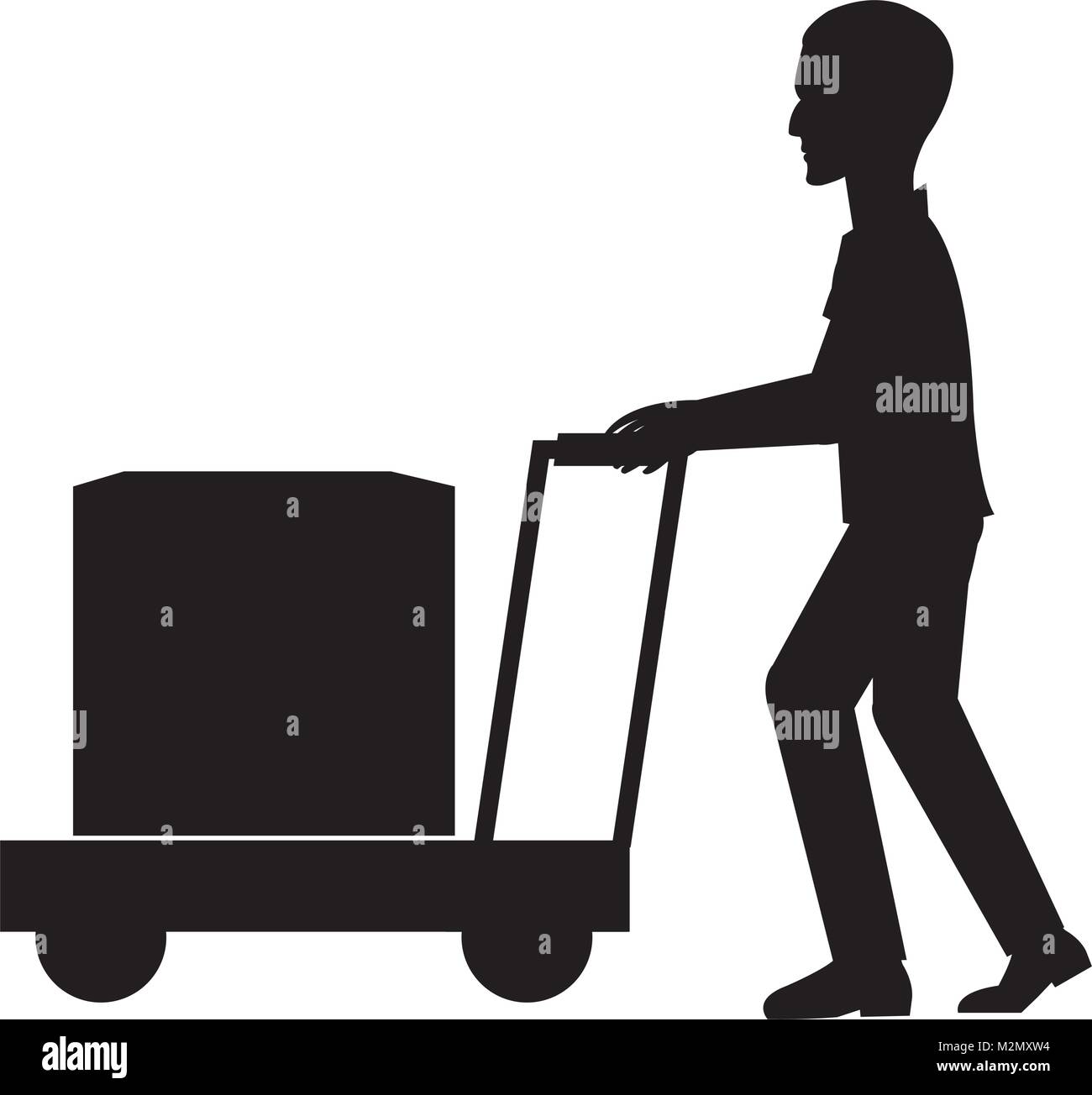 delivery worker with cart avatar character Stock Vector Image & Art - Alamy