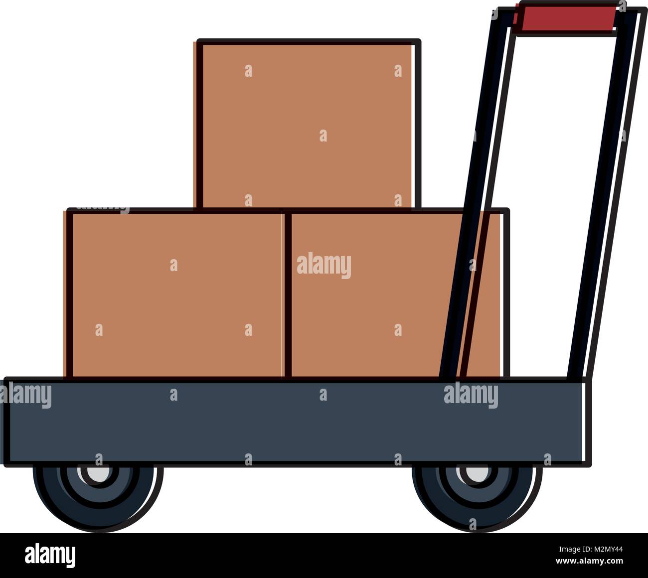 delivery cart handle with boxes Stock Vector Image & Art - Alamy