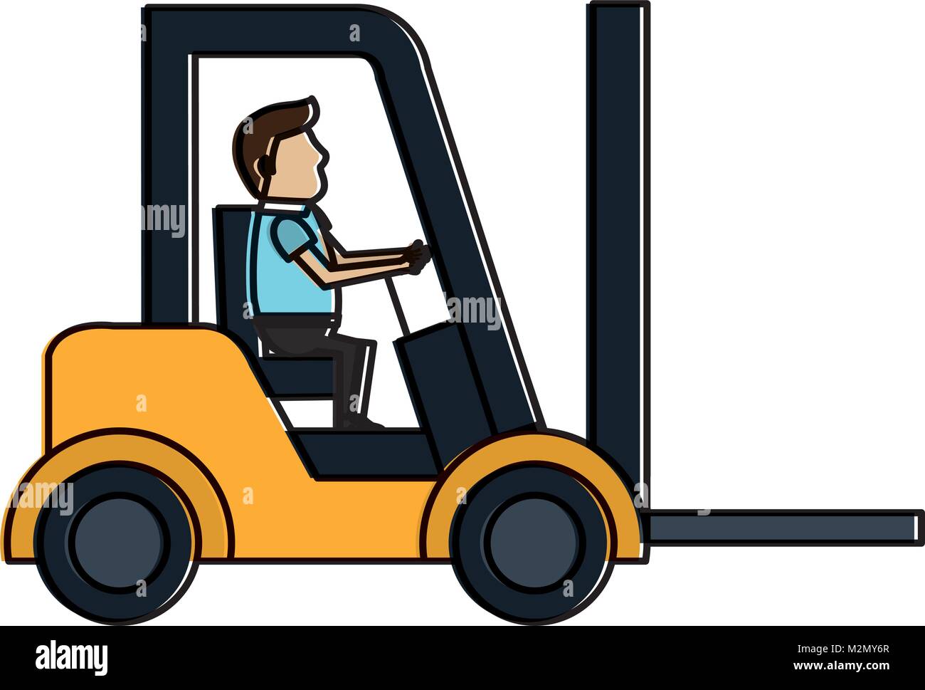 forklift vehicle with driver Stock Vector Image & Art - Alamy