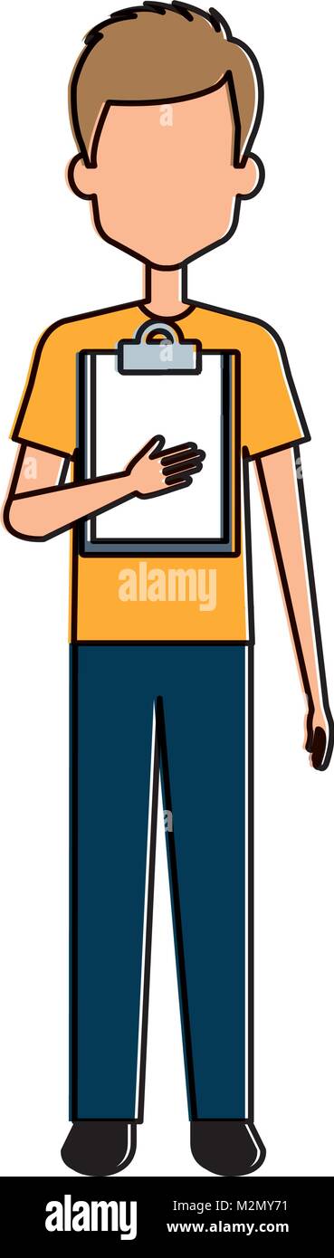 delivery worker with checklist avatar character Stock Vector Image ...
