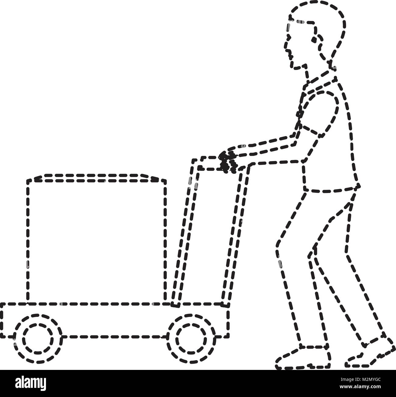 delivery worker with cart avatar character Stock Vector Image & Art - Alamy
