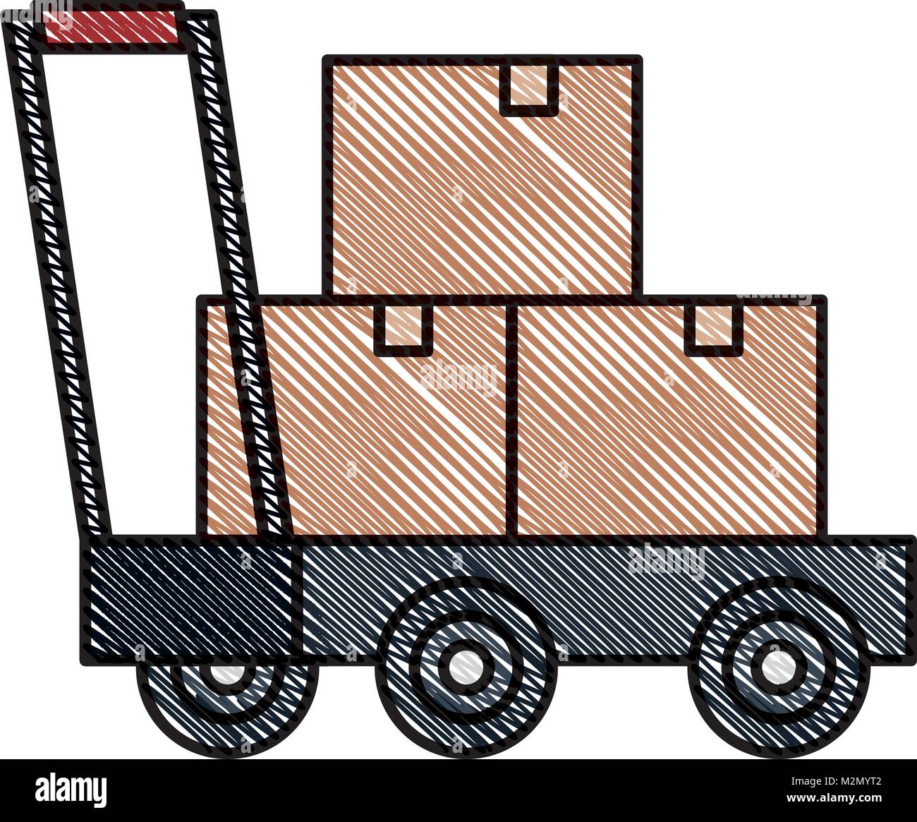 delivery cart handle with boxes Stock Vector Image & Art - Alamy