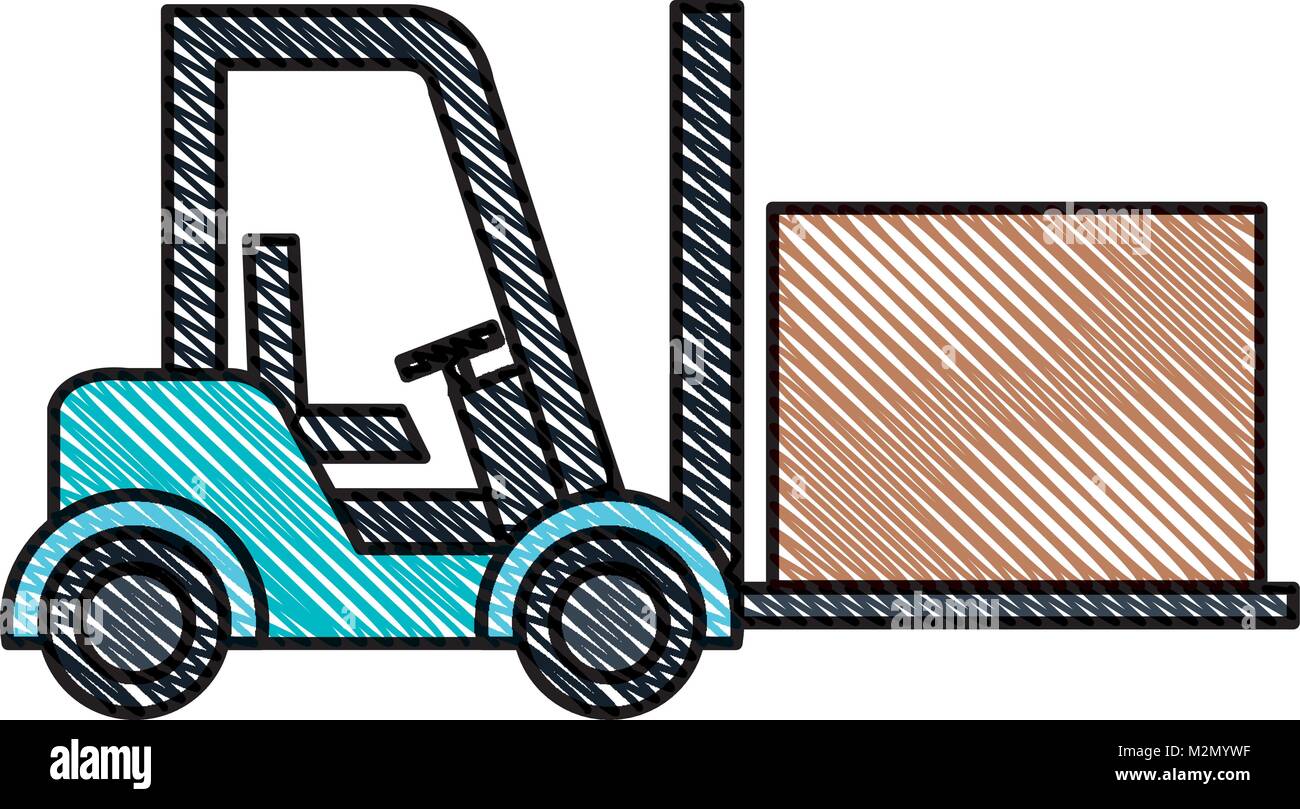forklift vehicle with box Stock Vector Image & Art - Alamy