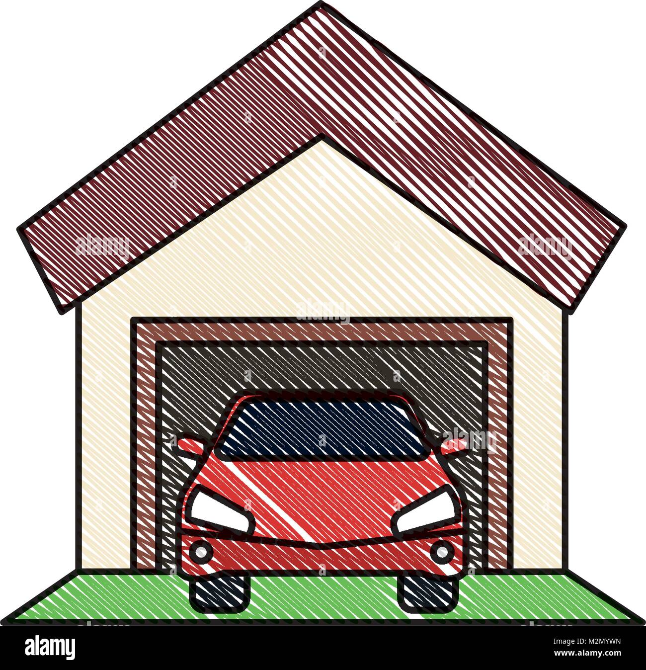 garage building with car Stock Vector Image & Art - Alamy