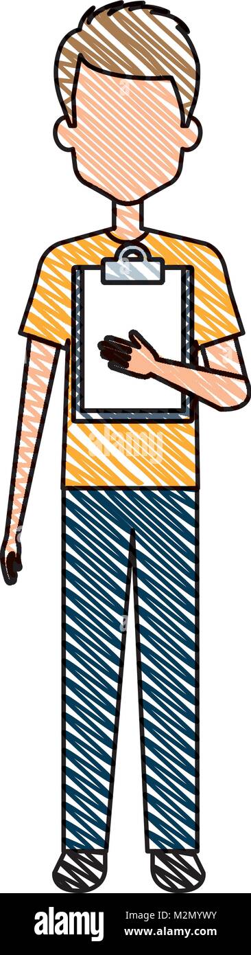 delivery worker with checklist avatar character Stock Vector Image ...