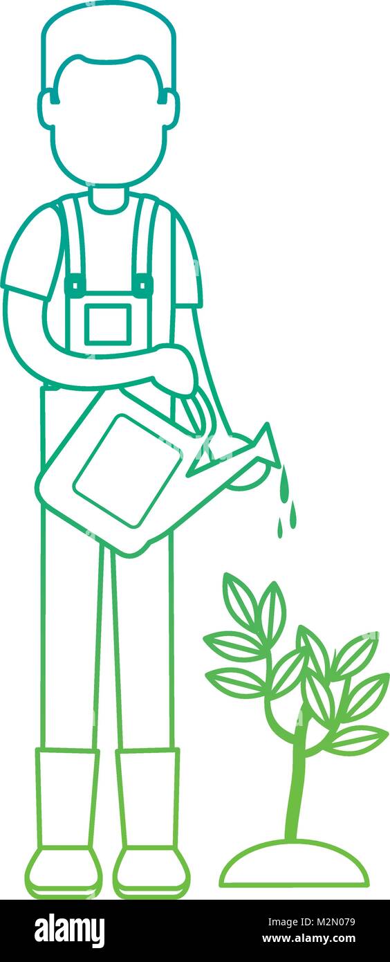 man gardener with sprinkler avatar character Stock Vector Image & Art ...
