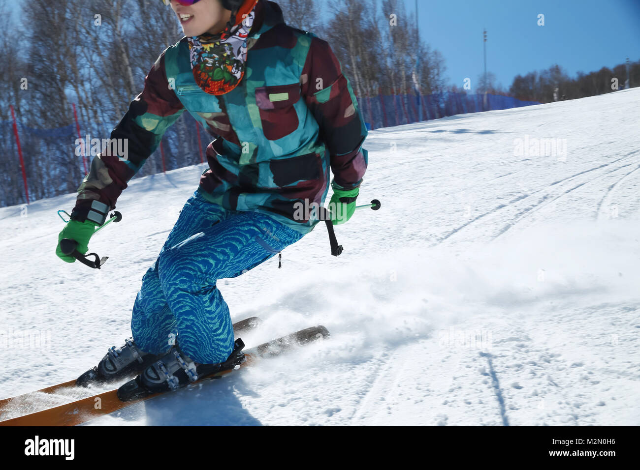 Young men outdoor skiing Stock Photo - Alamy