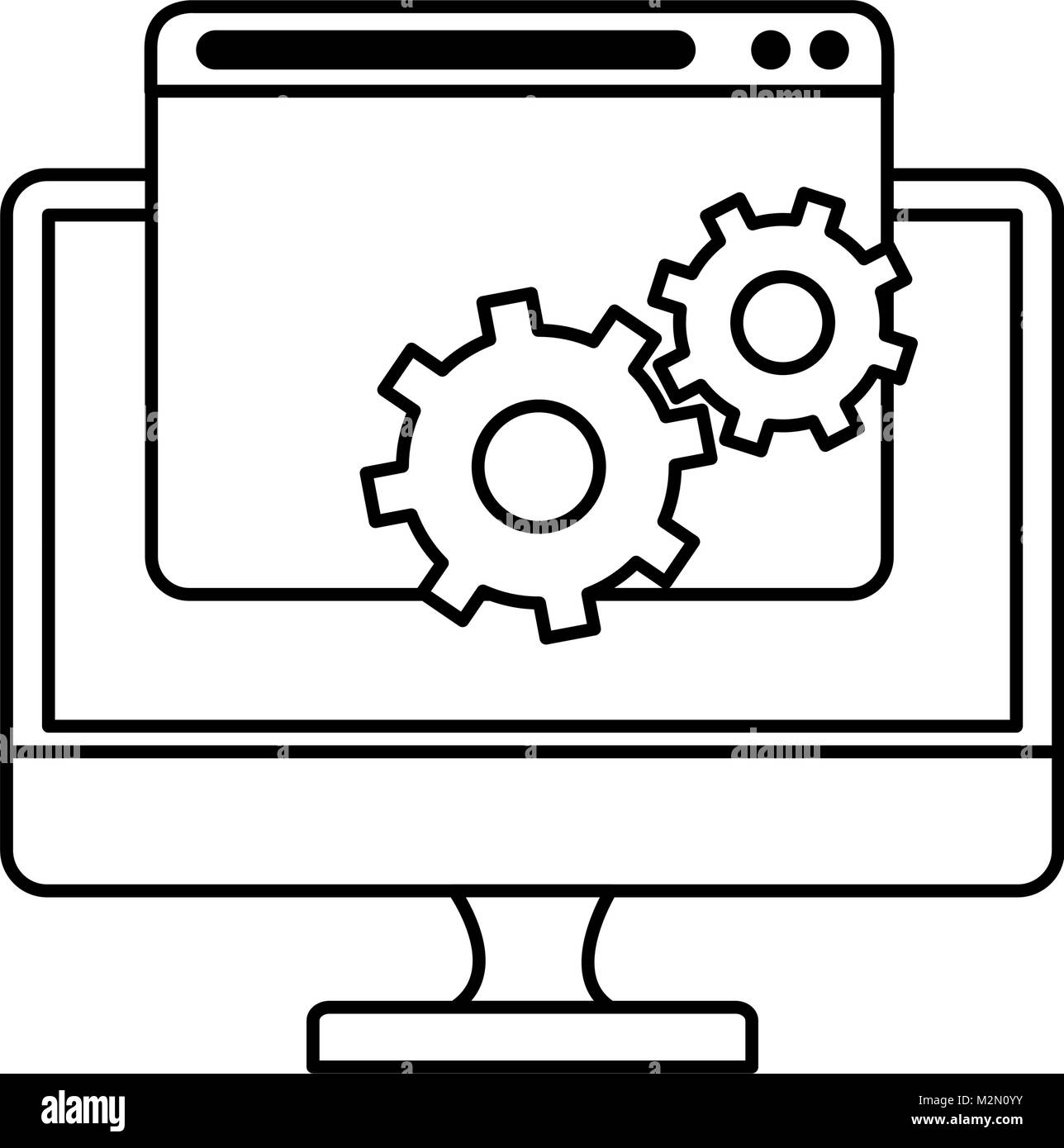 monitor computer with gears Stock Vector Image & Art - Alamy
