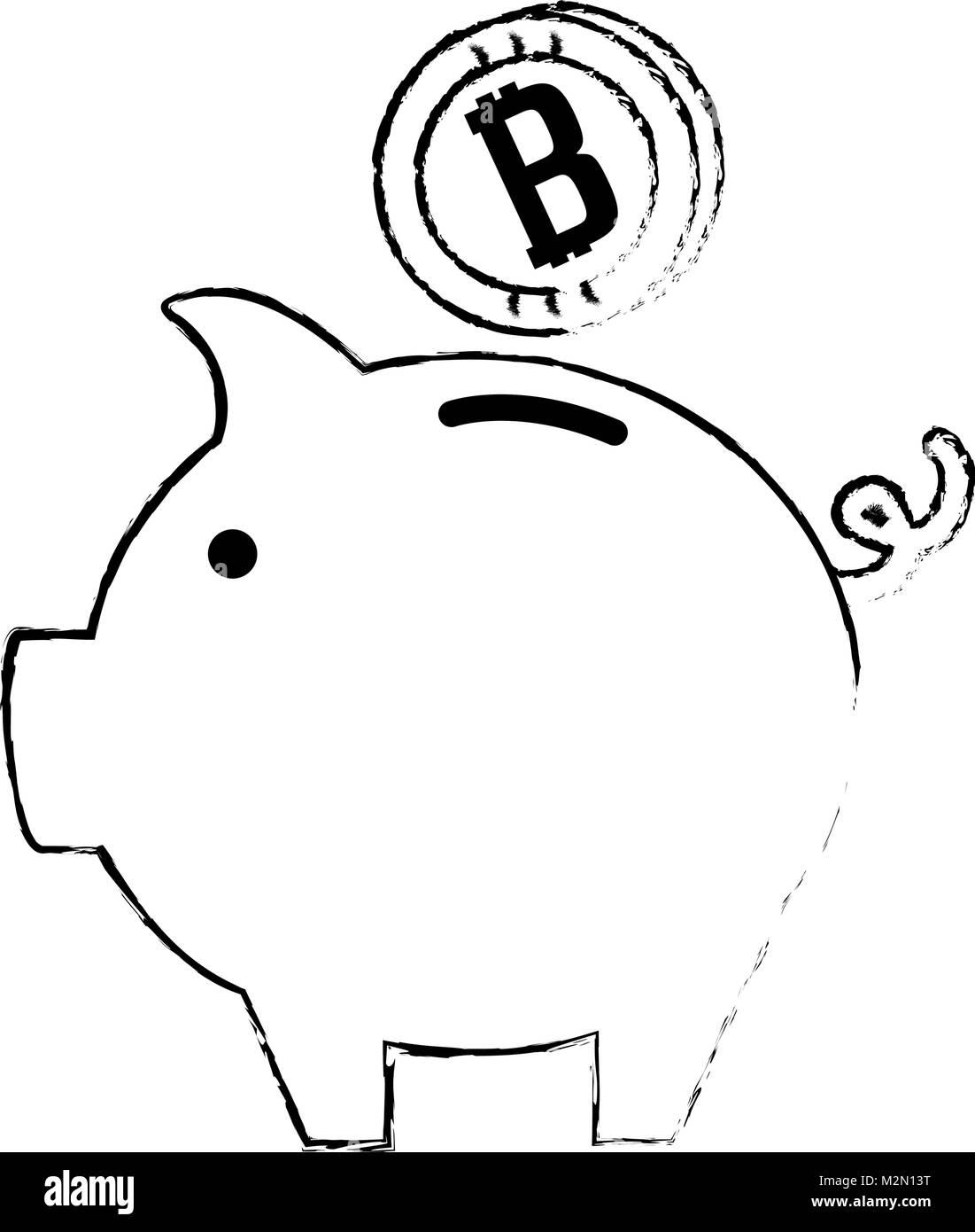 piggy with bitcoin virtual money icon Stock Vector Image & Art - Alamy