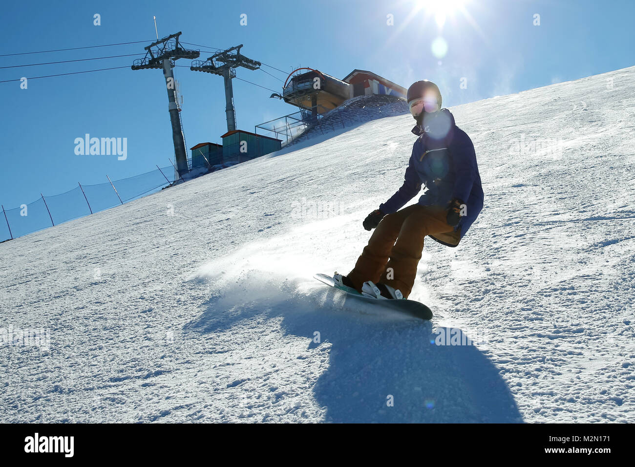 Young woman outdoor skiing Stock Photo - Alamy