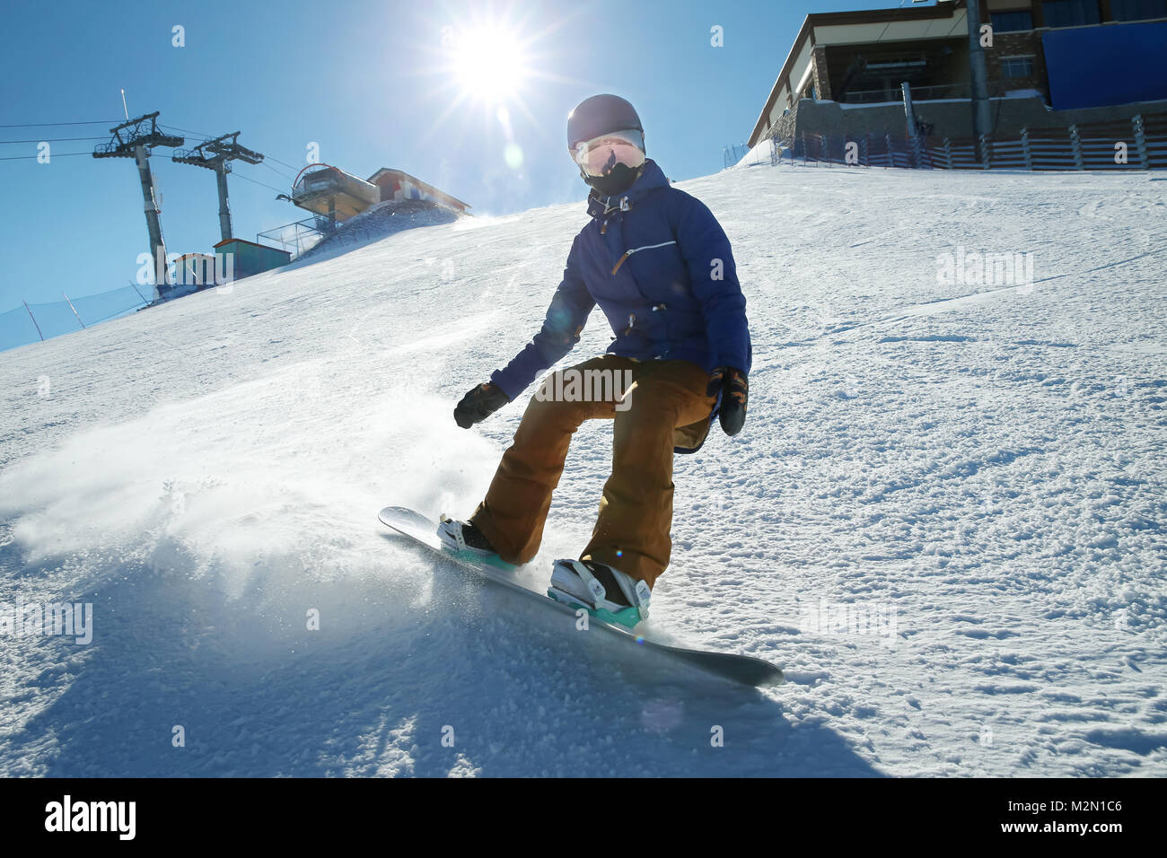 Young woman outdoor skiing Stock Photo - Alamy
