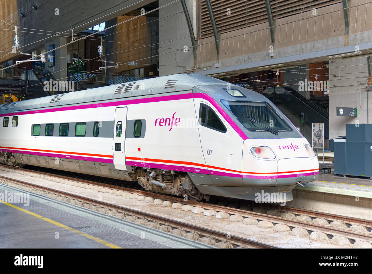 Train at platform inside santa justa railway station hi-res stock ...