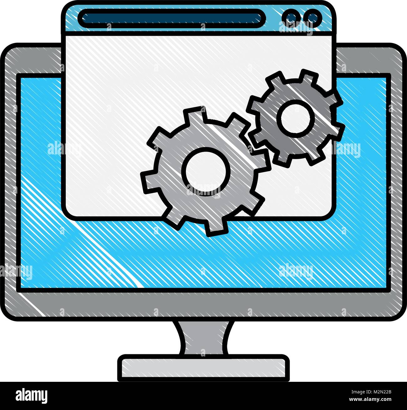 monitor computer with gears Stock Vector Image & Art - Alamy