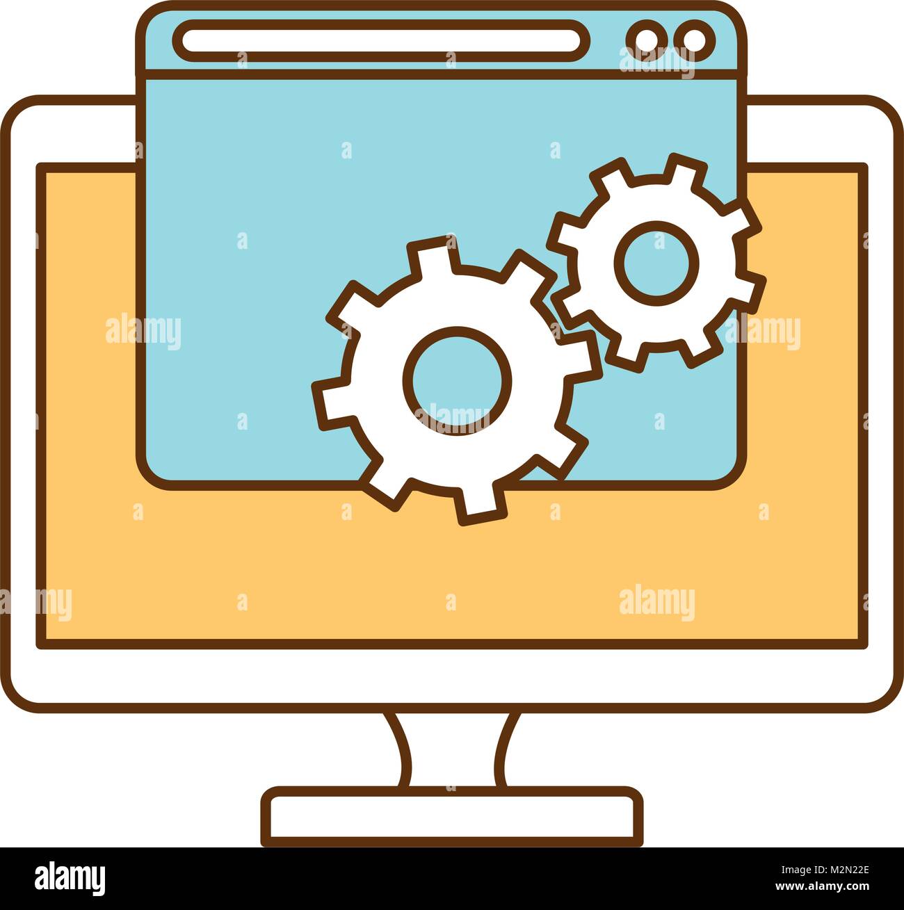 monitor computer with gears Stock Vector Image & Art - Alamy