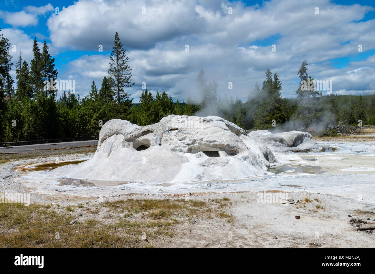 Grotto Geyser has a unique shape built up of geyserite deposites. Upper ...