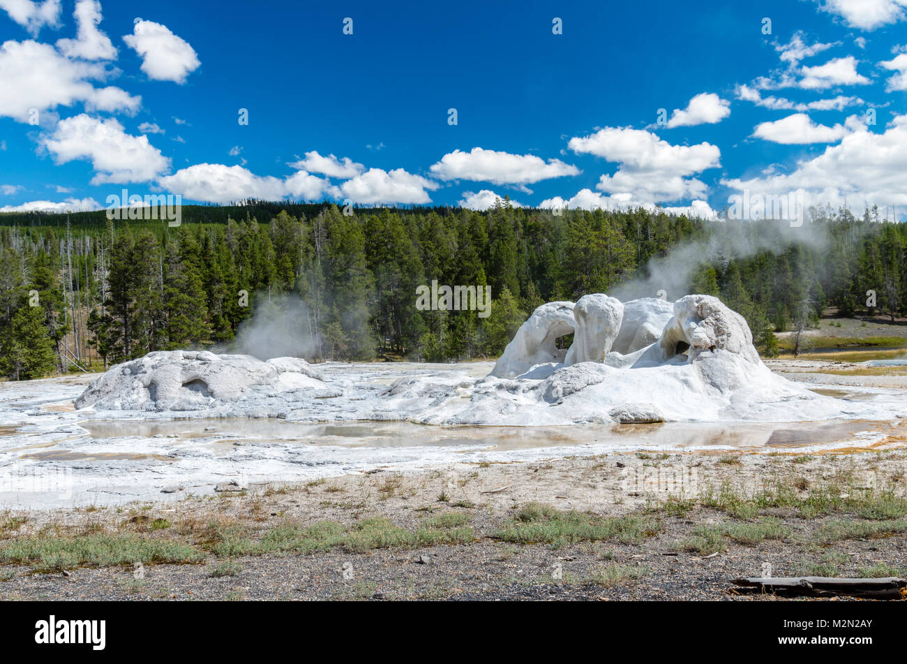 Grotto Geyser has a unique shape built up of geyserite deposites. Upper ...