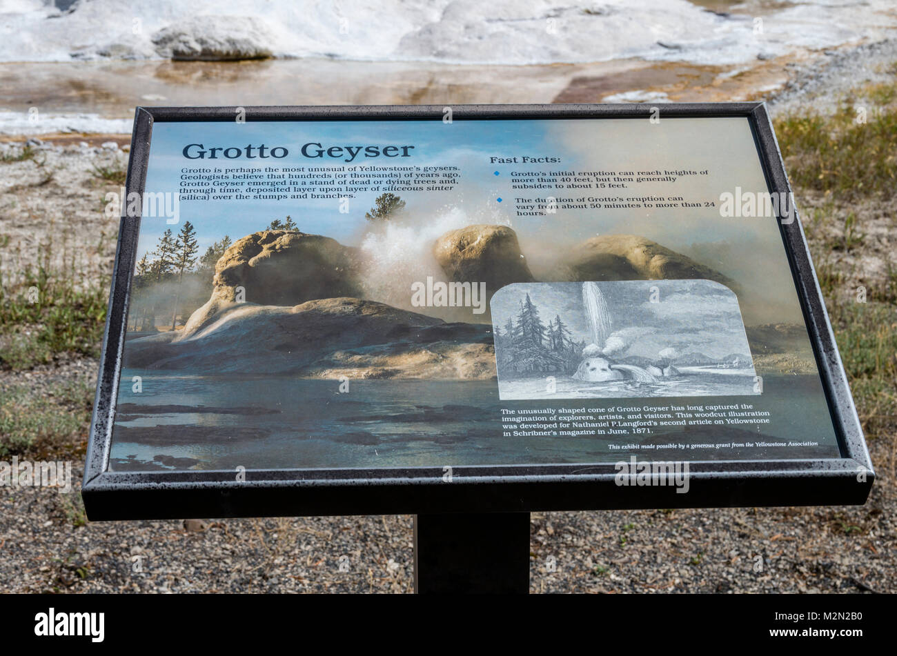 Information sign at Grotto Geyser thermal feature in the Upper Geyser ...