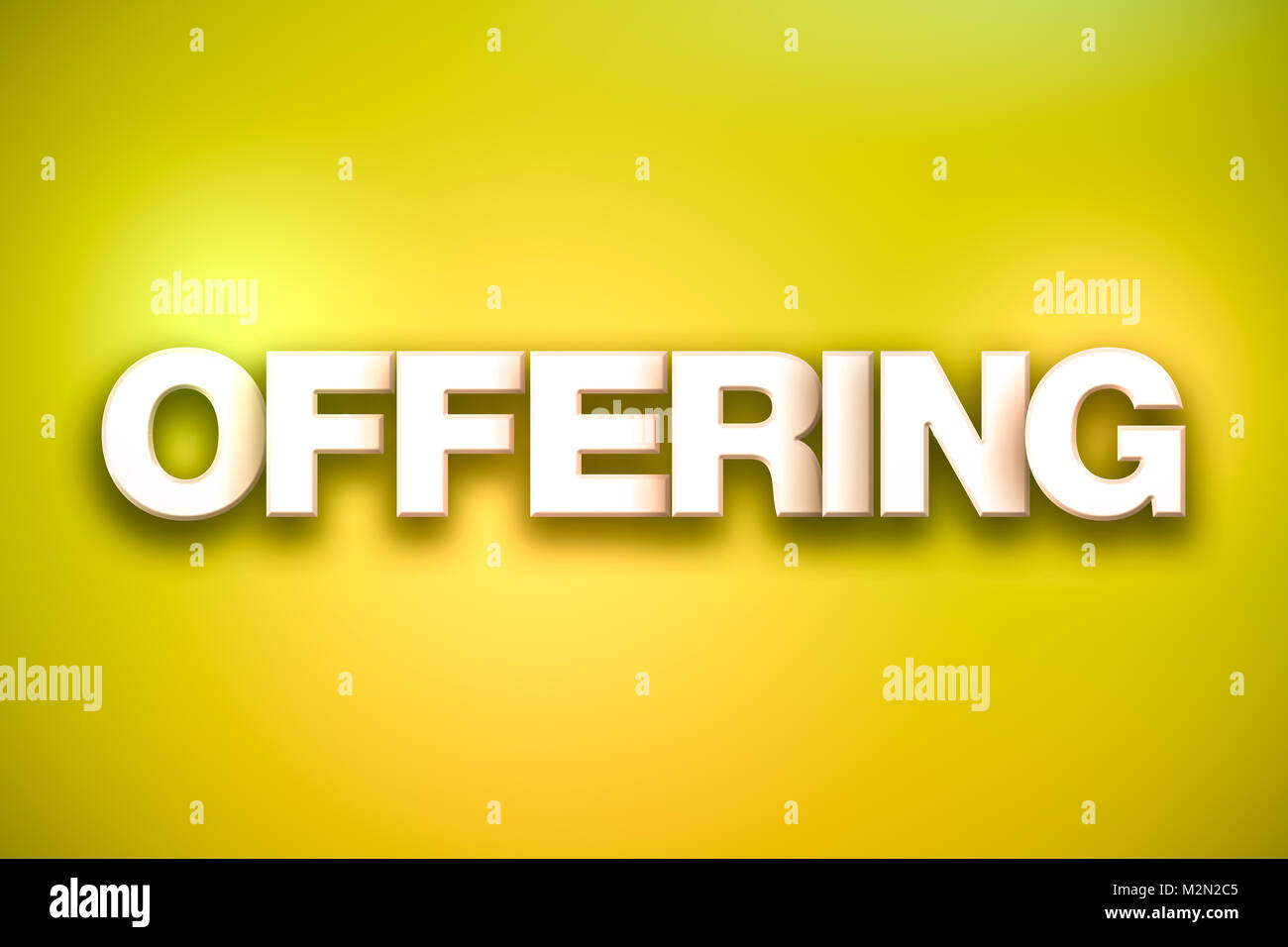 The word Offering concept written in white type on a colorful ...