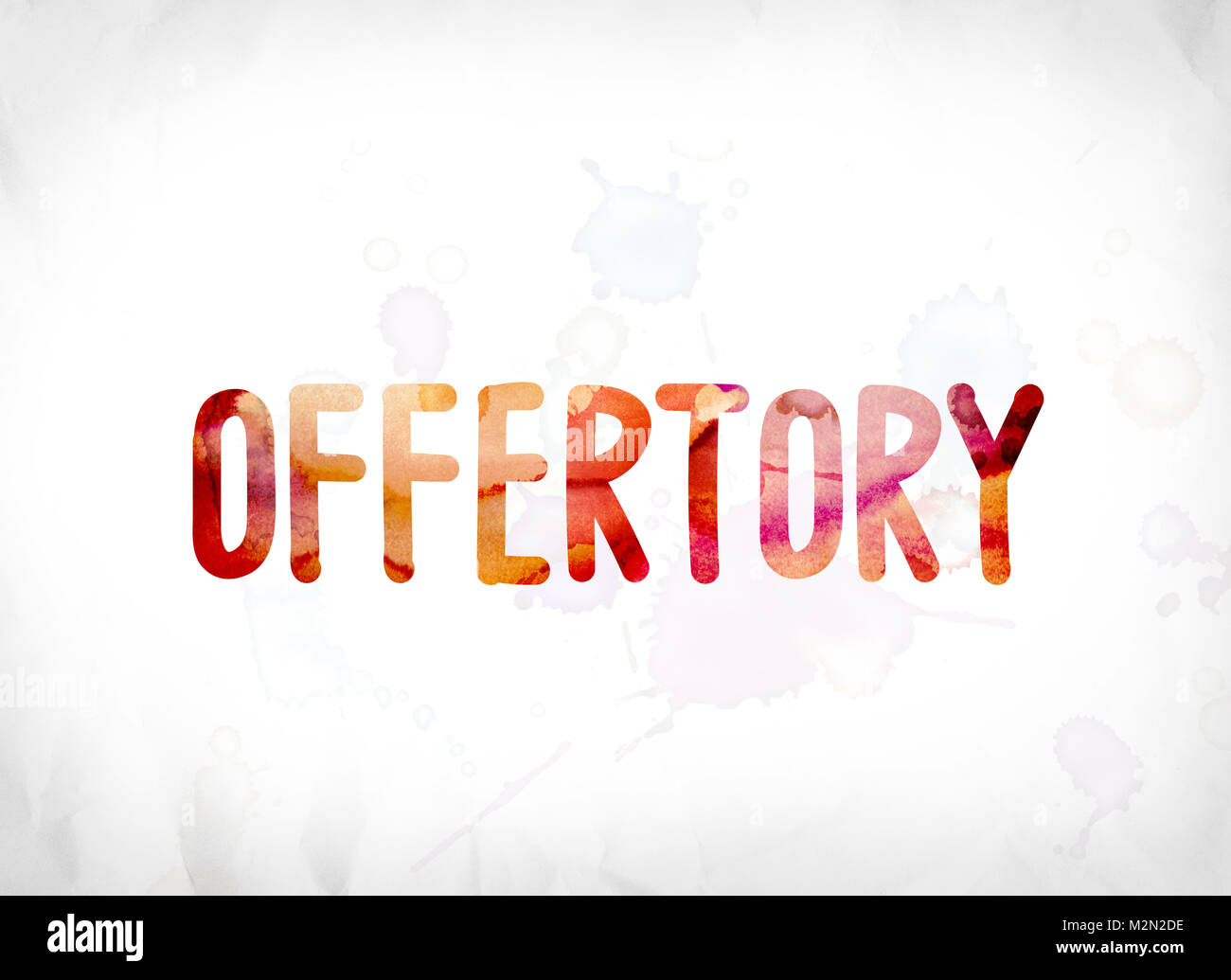 The word Offertory concept and theme painted in colorful watercolors on ...