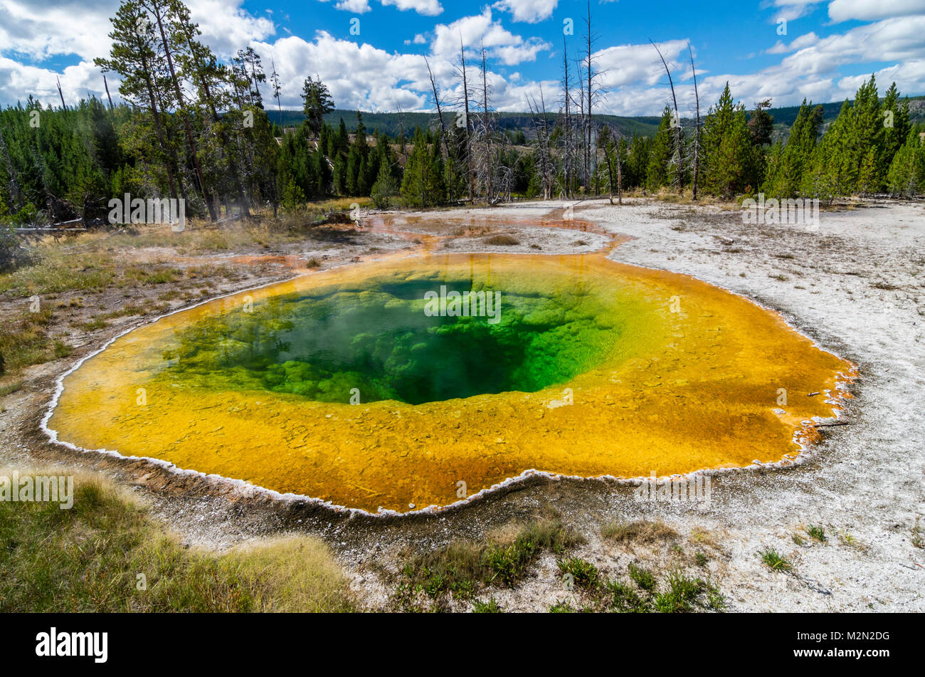 Morning Glory Pool in the Upper Geyser Basin is one of the iconic ...
