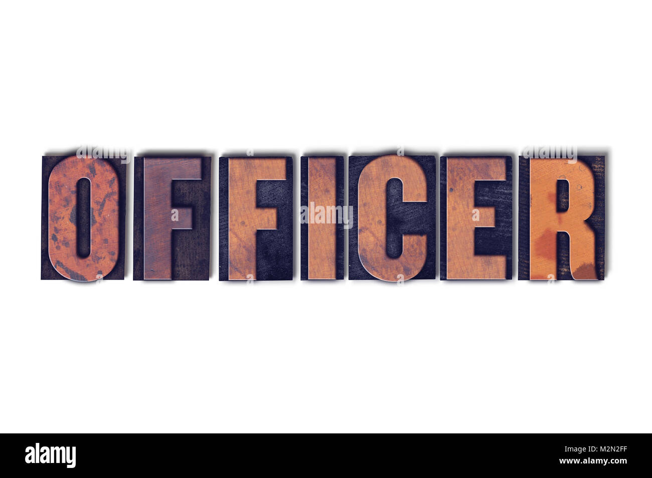 The word Officer concept and theme written in vintage wooden ...