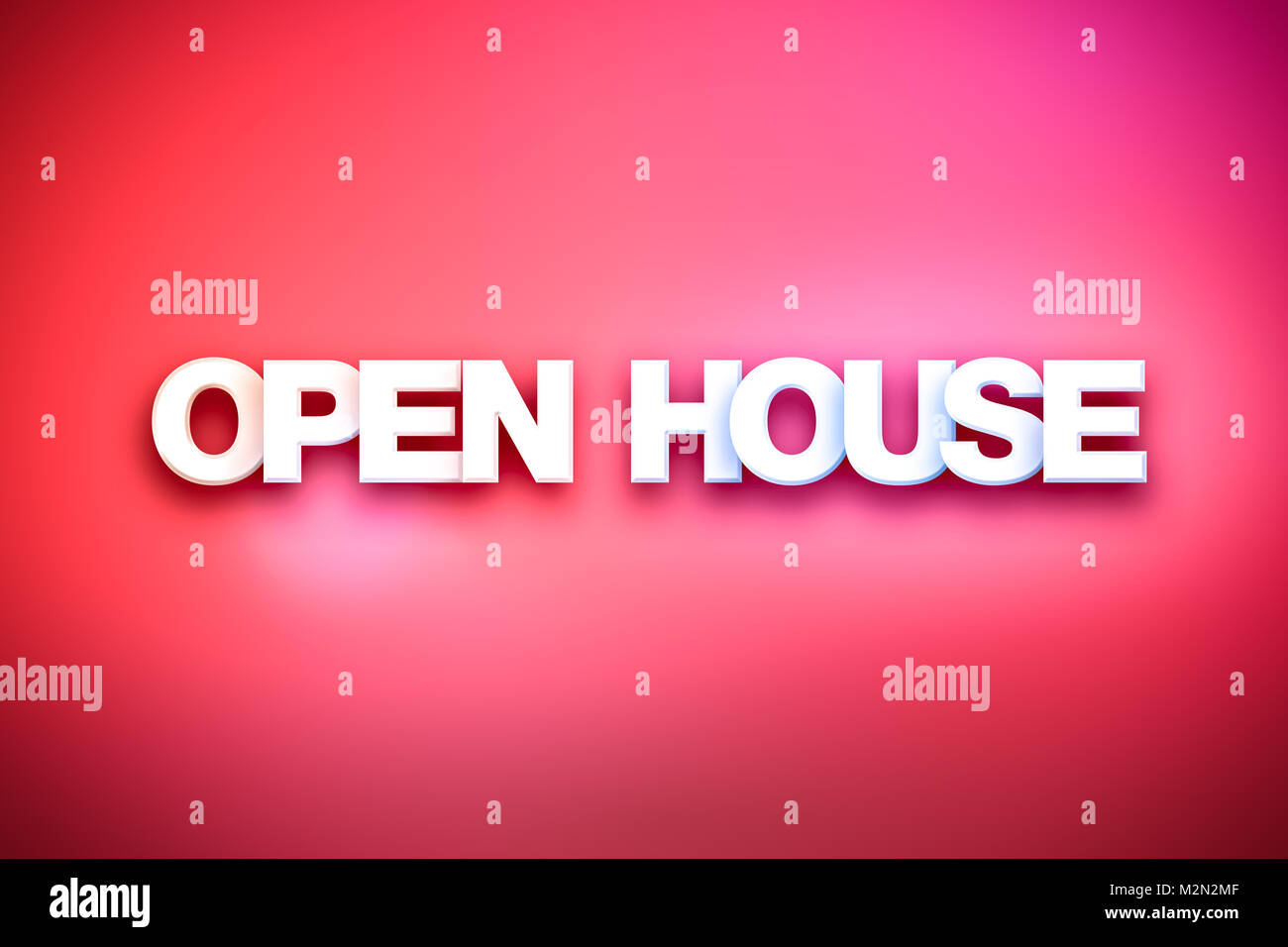 The words Open House concept written in white type on a colorful ...