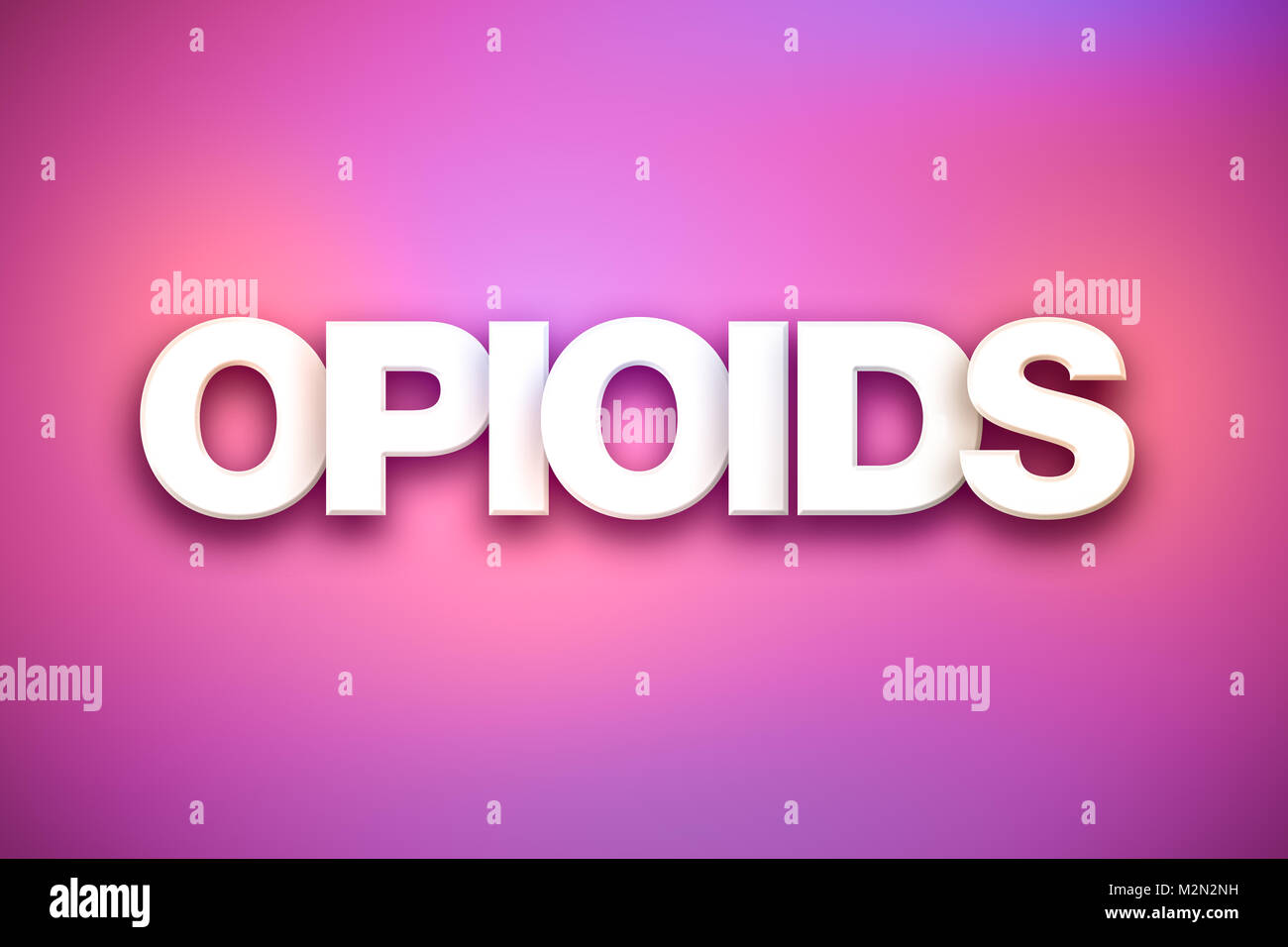 The word Opioids concept written in white type on a colorful background ...