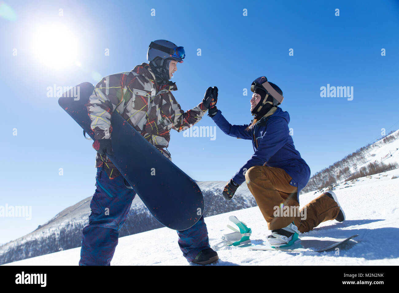 Two women skiing hi-res stock photography and images - Alamy