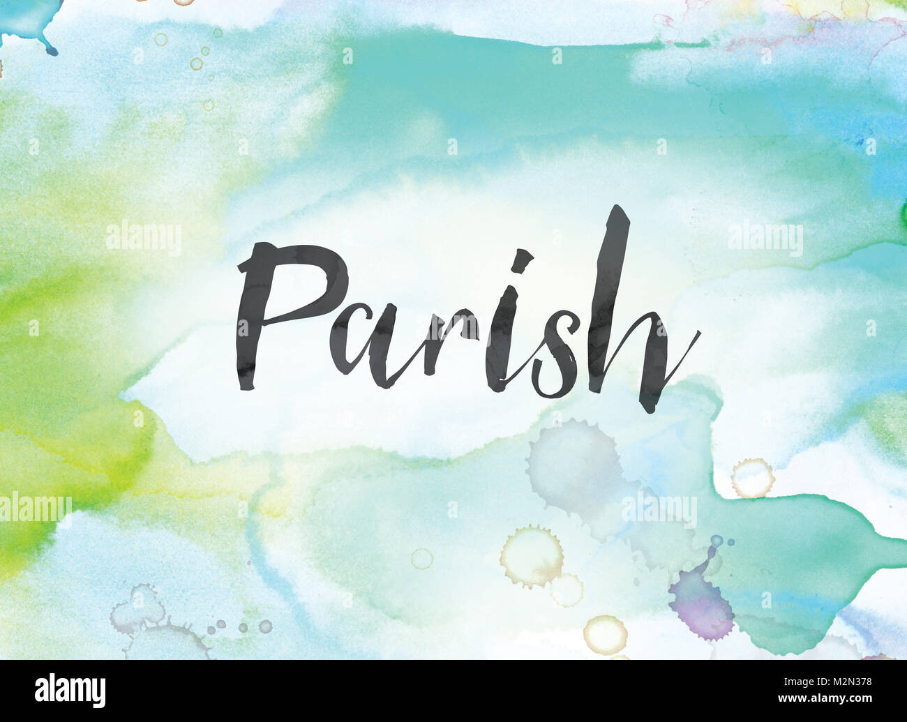 The word Parish concept and theme written in black ink on a colorful ...
