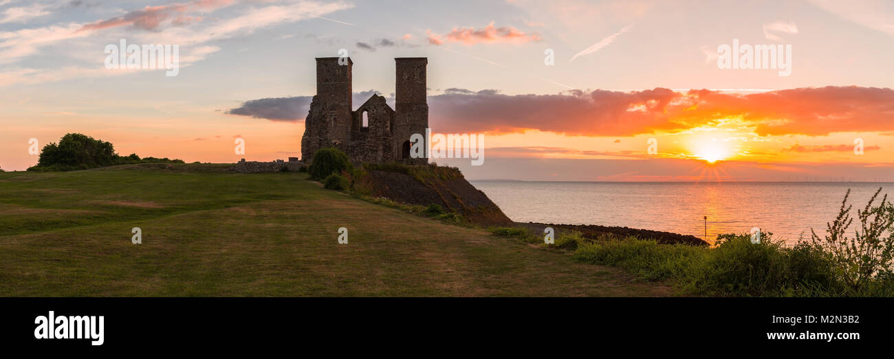 Reculver Towers and Roman Fort Sunset Stock Photo - Alamy